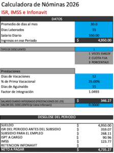 Cálculo ISR sueldos y salarios 2026 en Excel (gratis) - ContadorMx